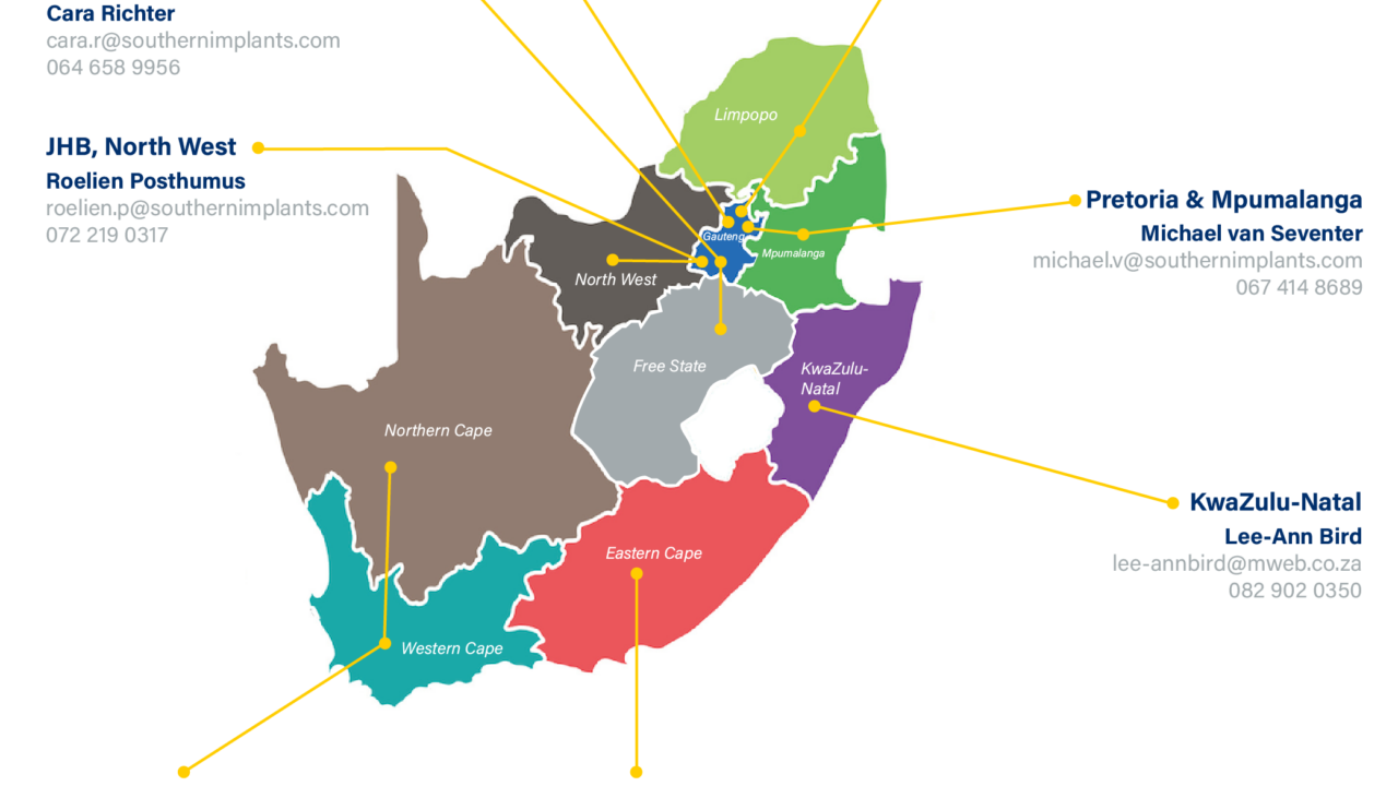 SA Rep Map | Southern Implants